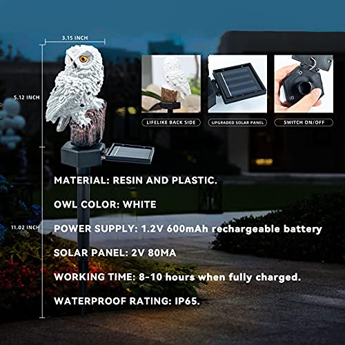 Solar Lights owl Gifts Outdoor Garden Ornaments Resin Owls Solar led Lights Outdoor Garden Stake Waterproof Lighting for Lawn, Patio, Walkway, Christmas Gifts (owl)