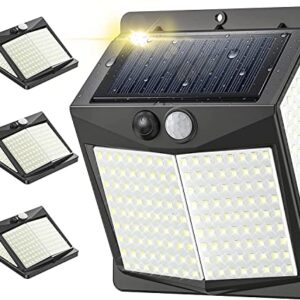 LIERONT Solar Outdoor Lights 4 Pack Motion Sensor Outdoor Light IP65 Waterproof Solar Security Light 238 LED with 3 Lighting Modes Solar Powered Light for Garden Garage