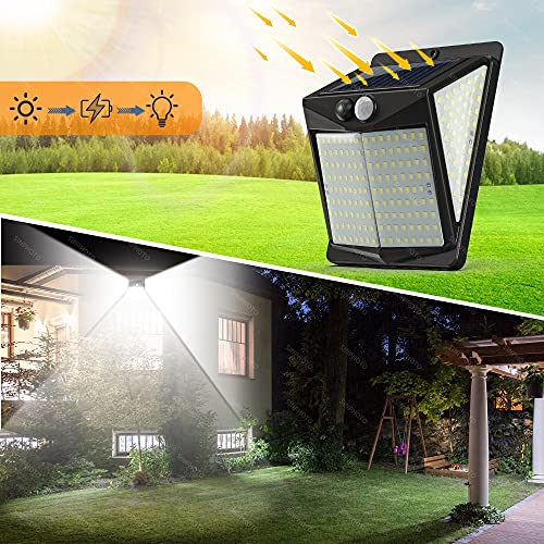 LIERONT Solar Outdoor Lights 4 Pack Motion Sensor Outdoor Light IP65 Waterproof Solar Security Light 238 LED with 3 Lighting Modes Solar Powered Light for Garden Garage