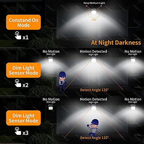 LIERONT Solar Outdoor Lights 4 Pack Motion Sensor Outdoor Light IP65 Waterproof Solar Security Light 238 LED with 3 Lighting Modes Solar Powered Light for Garden Garage