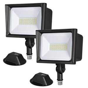 dewenwils 2-pack 65w led flood light outdoor, ip65 waterproof 6670 lumen super bright(500w halogen equiv)adjustable knuckle mount led security light, 5000k daylight for yard, garage, garden, ul listed