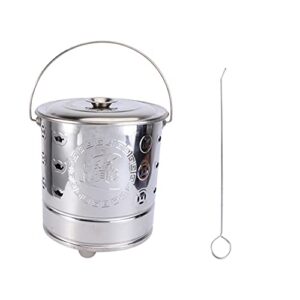 happyyami metal bucket metal bucket 2pcs metal galvanised garden incinerator bin burning leaves wood rubbish dustbin incinerator furnace for yard garden (furnace + tongs) burn butter biochar