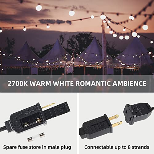 Bomcosy Outdoor String Lights 100Ft Weatherproof, G40 Patio Lights Waterproof with 52 Bulbs, Led Globe String Lights for Outside Shatterproof, Garden Backyard Cafe Bistro Lights House Indoor Decor