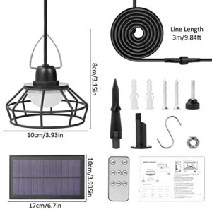 LED Solar Pendant Light Outdoor,Solar Shed Lights Indoor 6000K Daylight White Lighting,Dusk to Dawn Dimmable,Timing w/ Remote Control,IP65 Waterproof Panel Hanging Light Outdoor Garden Yard Shed…