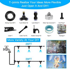 BORCARFT Misters for Outside Patio, Misting Cooling System for Patio, 65FT (20M) Misting Line+20 Mist Nozzles+3/4" Brass Adapter, Outdoor Water Mister System for Patio Garden Greenhouse Trampoline