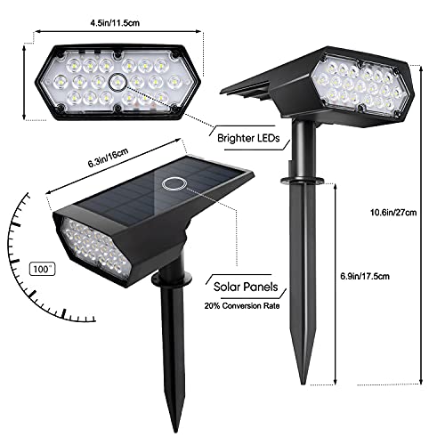 Tungray Solar Spotlights Outdoor, Warm White Solar Landscape Lights 2-in-1 Solar Powered Lights IP65 Waterproof Adjustable Wall Light for Patio Pathway Yard Garden Driveway Pool 1 Pack