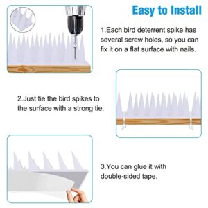 MorTime 12 Pack Bird Spikes 13.2 FT Bird Deterrent Spikes for Small Birds Squirrels Cats Keep Birds Away from Fence Roof Railing