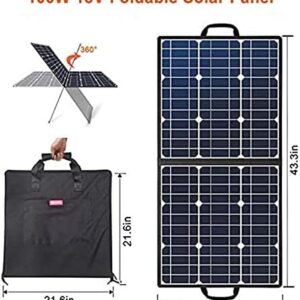 Solar Panels 100W 18V Portable Solar Panel 5V USB Flashfish Foldable Solar Cells Battery Charger Folding Outdoor Power Supply Camping Garden (18V 100W) (18V 100W) ()