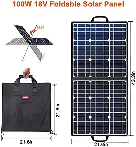 Solar Panels 100W 18V Portable Solar Panel 5V USB Flashfish Foldable Solar Cells Battery Charger Folding Outdoor Power Supply Camping Garden (18V 100W) (18V 100W) ()