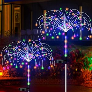 insoiis solar firework lights, 2 pack 120 led solar outdoor lights decorative, 2 lighting modes sparkles stake yard light for garden, yard, landscape and driveway