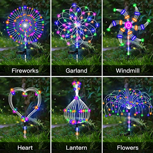 Insoiis Solar Firework Lights, 2 Pack 120 LED Solar Outdoor Lights Decorative, 2 Lighting Modes Sparkles Stake Yard Light for Garden, Yard, Landscape and Driveway