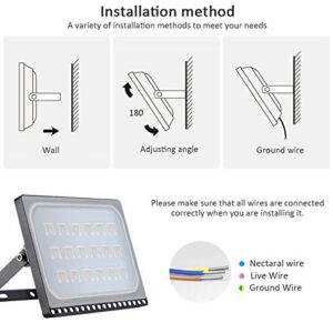 100W Led Flood Light, Missbee Thinner Lighter Outdoor Security Light, 11000Lm,Warm White 6000-6500K, IP67 Waterproof, Landscape Spotlights for garage, yard, lawn and Garden