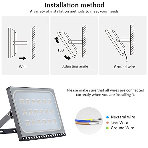 100W Led Flood Light, Missbee Thinner Lighter Outdoor Security Light, 11000Lm,Warm White 6000-6500K, IP67 Waterproof, Landscape Spotlights for garage, yard, lawn and Garden