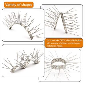 QIEGL Bird Spikes for Pigeons Small Birds Anti Bird Spike Metal Bird Deterrent Spikes Stainless Steel Fence Spikes Cover 25 Feet (23 Pack Uninstalled)