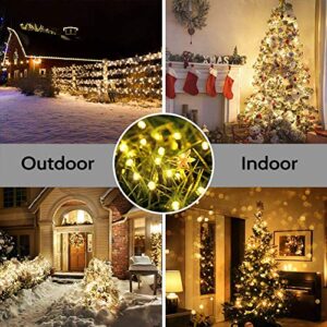 Qunlight 2 Pack Solar String Lights 33ft 100 LED Solar Powered Outdoor Lighting Waterproof Christmas Fairy Lights for Xmas Tree Garden Homes Ambiance Wedding Lawn Party Decor (Warm White)