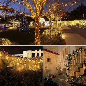 Qunlight 2 Pack Solar String Lights 33ft 100 LED Solar Powered Outdoor Lighting Waterproof Christmas Fairy Lights for Xmas Tree Garden Homes Ambiance Wedding Lawn Party Decor (Warm White)