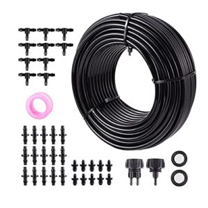 irrigation hose kit, 80 feet 1/4 inch drip line irrigation hose, with a variety of drip irrigation barbed fittings，suitable for garden irrigation system (1/4 hose standard kit)