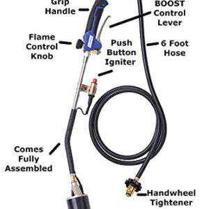 Flame King Propane Torch Kit Heavy Duty Weed Burner, 340,000 BTU with Electric Lighter (Self Igniting), with 6 ft Hose Regulator Assembly