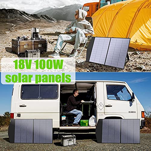 Foldable 100W Solar Panel, Portable Solar Module for Portable Power Station and Solar Generator High Performance Battery Pack for Camping Garden Laptop