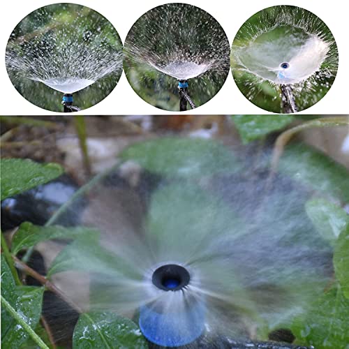 Yulaiyoen 50 Pack Drip Irrigation Emitters Adjustable Irrigation Dripper 360 Degree Full Circle Pattern Water Flow Bubbler with Stake for 1/4 inch Irrigation Hose for Garden Greenhouse Vegetable