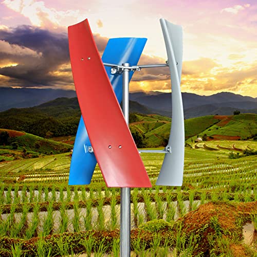 Wind Turbine Wind Generator Kit, 3 Blades Wind Turbine with Controller 400W 24V DC, Portable Vertical Helix Wind Power Turbine Generator Kit Wind Generator Windmill for Home Garden Boat White，Red，Blue