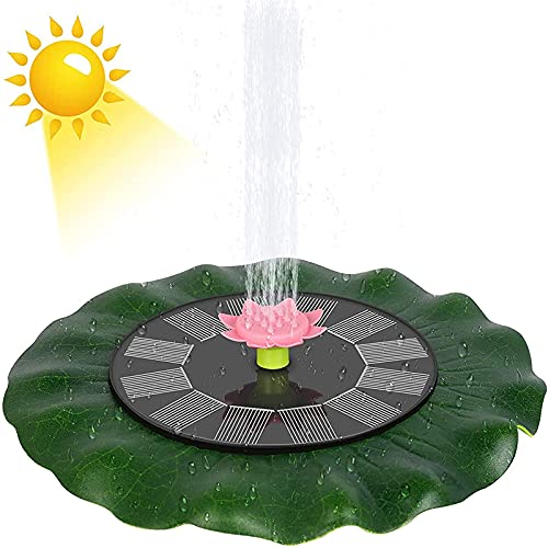 Lotus Leaf Solar Fountain Pump,Free Standing Solar Water Fountain Floating Bird Bath Fountain with 5 Flower Shape Nozzles,Monocrystalline Solar Pond Pump for Outdoor Garden Pool-Lotus 21cm(8.26inch)