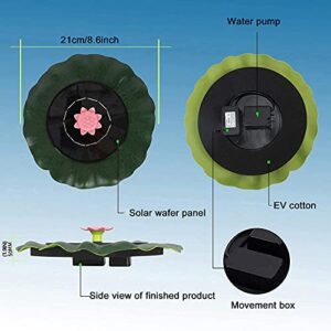 Lotus Leaf Solar Fountain Pump,Free Standing Solar Water Fountain Floating Bird Bath Fountain with 5 Flower Shape Nozzles,Monocrystalline Solar Pond Pump for Outdoor Garden Pool-Lotus 21cm(8.26inch)