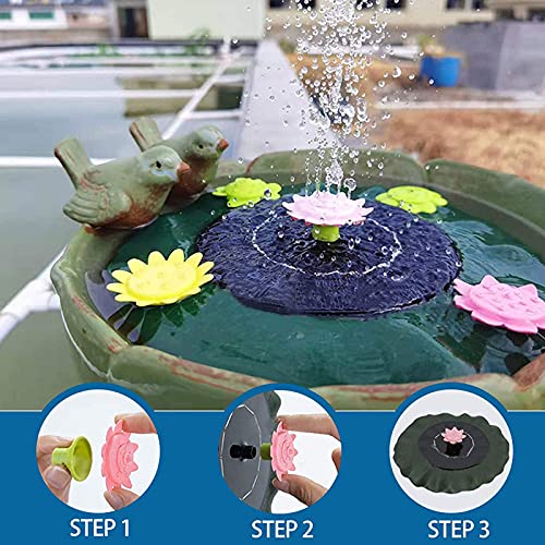 Lotus Leaf Solar Fountain Pump,Free Standing Solar Water Fountain Floating Bird Bath Fountain with 5 Flower Shape Nozzles,Monocrystalline Solar Pond Pump for Outdoor Garden Pool-Lotus 21cm(8.26inch)