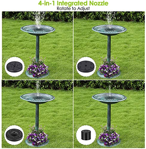 Solar Fountain for Garden Outdoor Aquarium,Floating Solar Water Fountain Free Standing Solar Pond Pump with 4 Nozzles,1.4W Solar Fountain Pump For Bird Bath,No Electricity Required-Flower 16cm(6.3inch