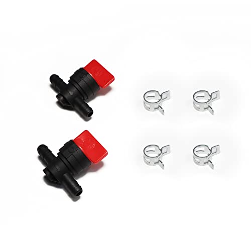 EVGW Fuel Shut Off Valve，1/4" Fuel Cut Off Valve for Riding Lawn Mower Garden Tractor Pressure Washer Snowblower，698183 Inline Fuel Shut off Valve Straight 1/4" Fuel Valve with Hose Clamps, 2 Packs