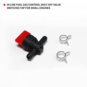 EVGW Fuel Shut Off Valve，1/4" Fuel Cut Off Valve for Riding Lawn Mower Garden Tractor Pressure Washer Snowblower，698183 Inline Fuel Shut off Valve Straight 1/4" Fuel Valve with Hose Clamps, 2 Packs