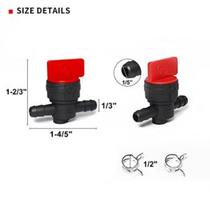 EVGW Fuel Shut Off Valve，1/4" Fuel Cut Off Valve for Riding Lawn Mower Garden Tractor Pressure Washer Snowblower，698183 Inline Fuel Shut off Valve Straight 1/4" Fuel Valve with Hose Clamps, 2 Packs