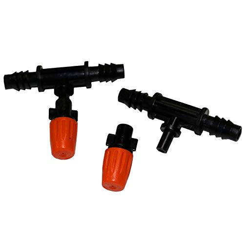 MANHONG Irrigation Dripper 5pcs Atomizing Nozzle Orange T-Shaped Hose Irrigation Nozzle Atomization Nozzle Garden Lawn Sprinkler Irrigation System