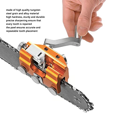 plplaaoo Chainsaw Sharpening Jig, Chainsaw Sharpener Kit, Portable Hand Crank Chain Sharpener, Hand-Crank Fast Chainsaw Sharpener Tool, Saw Blade Sharpener, for Lumberjack Garden Worker(黄色)