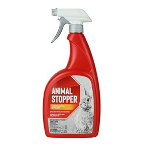 animal stopper repellent – safe & effective, all natural food grade ingredients; repels groundhogs, rabbits, skunks, raccoons and other garden animals; ready to use, 32 oz. spray bottle