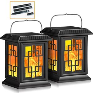 solar lantern outdoor lights,big size hanging & plug-in lawn path solar lights,waterproof flickering flame solar lantern lights，solar garden light in yard/fence/wall