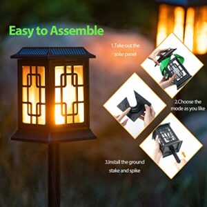 Solar Lantern Outdoor Lights,Big Size Hanging & Plug-in Lawn Path Solar Lights,Waterproof Flickering Flame Solar Lantern Lights，Solar Garden Light in Yard/Fence/Wall