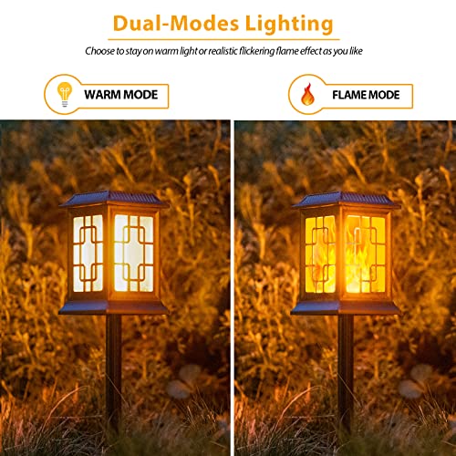 Solar Lantern Outdoor Lights,Big Size Hanging & Plug-in Lawn Path Solar Lights,Waterproof Flickering Flame Solar Lantern Lights，Solar Garden Light in Yard/Fence/Wall