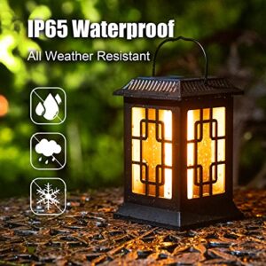 Solar Lantern Outdoor Lights,Big Size Hanging & Plug-in Lawn Path Solar Lights,Waterproof Flickering Flame Solar Lantern Lights，Solar Garden Light in Yard/Fence/Wall