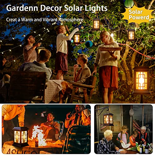 Solar Lantern Outdoor Lights,Big Size Hanging & Plug-in Lawn Path Solar Lights,Waterproof Flickering Flame Solar Lantern Lights，Solar Garden Light in Yard/Fence/Wall