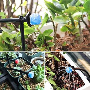 MSDADA 110 Pcs Adjustable Irrigation Drippers Sprinklers Emitter Drip Anti-Clogging Watering System for Flower beds, Gardens, Lawn on 1/4'' Barb (Blue)