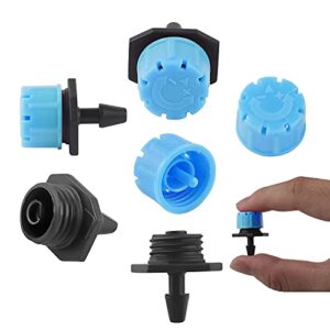 MSDADA 110 Pcs Adjustable Irrigation Drippers Sprinklers Emitter Drip Anti-Clogging Watering System for Flower beds, Gardens, Lawn on 1/4'' Barb (Blue)