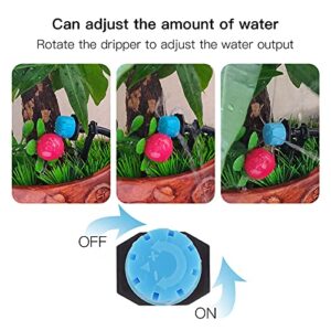 MSDADA 110 Pcs Adjustable Irrigation Drippers Sprinklers Emitter Drip Anti-Clogging Watering System for Flower beds, Gardens, Lawn on 1/4'' Barb (Blue)