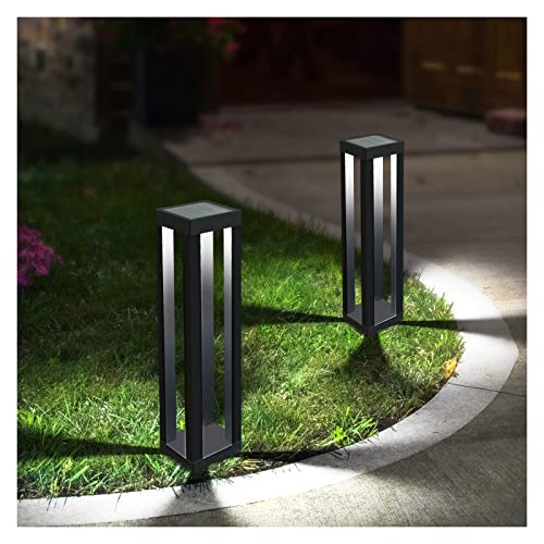 Outdoor Floor Lamp Solar Powered Landscape Path Lights Waterproof Stainless Steel Decorative, 2 Pack Solar Garden Lights for Patio Pathway Garden Yard (19'' H-2 Pack)