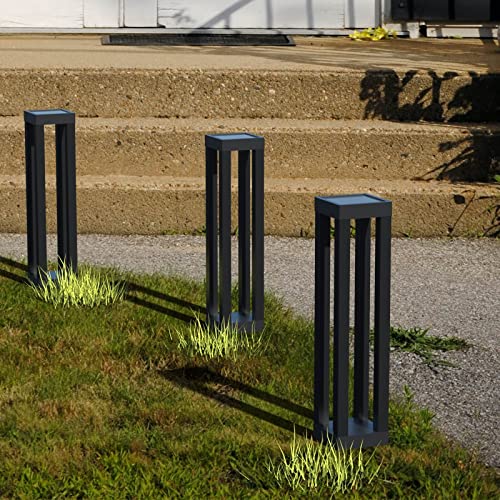 Outdoor Floor Lamp Solar Powered Landscape Path Lights Waterproof Stainless Steel Decorative, 2 Pack Solar Garden Lights for Patio Pathway Garden Yard (19'' H-2 Pack)