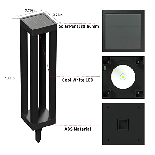 Outdoor Floor Lamp Solar Powered Landscape Path Lights Waterproof Stainless Steel Decorative, 2 Pack Solar Garden Lights for Patio Pathway Garden Yard (19'' H-2 Pack)