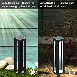 Outdoor Floor Lamp Solar Powered Landscape Path Lights Waterproof Stainless Steel Decorative, 2 Pack Solar Garden Lights for Patio Pathway Garden Yard (19'' H-2 Pack)