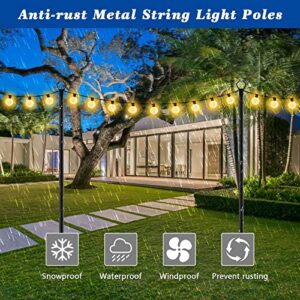 Beizelte 2 Pack 10FT String Light Poles,Metal Light Poles for Outside String Lights,with Fork,Hanging Light Poles for Patio,Backyard,Garden,Deck,Party,Wedding