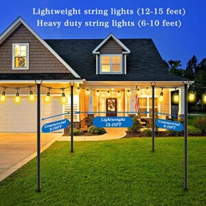 Beizelte 2 Pack 10FT String Light Poles,Metal Light Poles for Outside String Lights,with Fork,Hanging Light Poles for Patio,Backyard,Garden,Deck,Party,Wedding