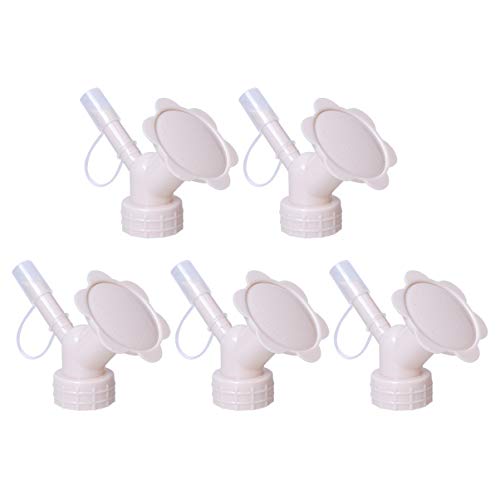 Cabilock Bonsai Tools Beverage Bottle Watering Nozzle 5pcs Bottle Cap Sprinkler Dual Head Bottle Watering Spout Bonsai Watering Can for Indoor Garden Tool (Beige) Potting Bottle Watering Nozzles